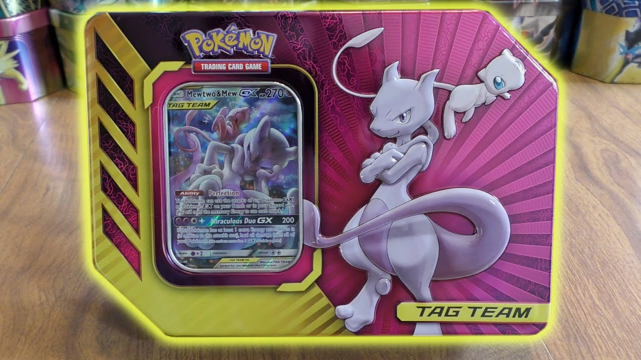 Mewtwo & Mew GX Tin Opening - YouTube