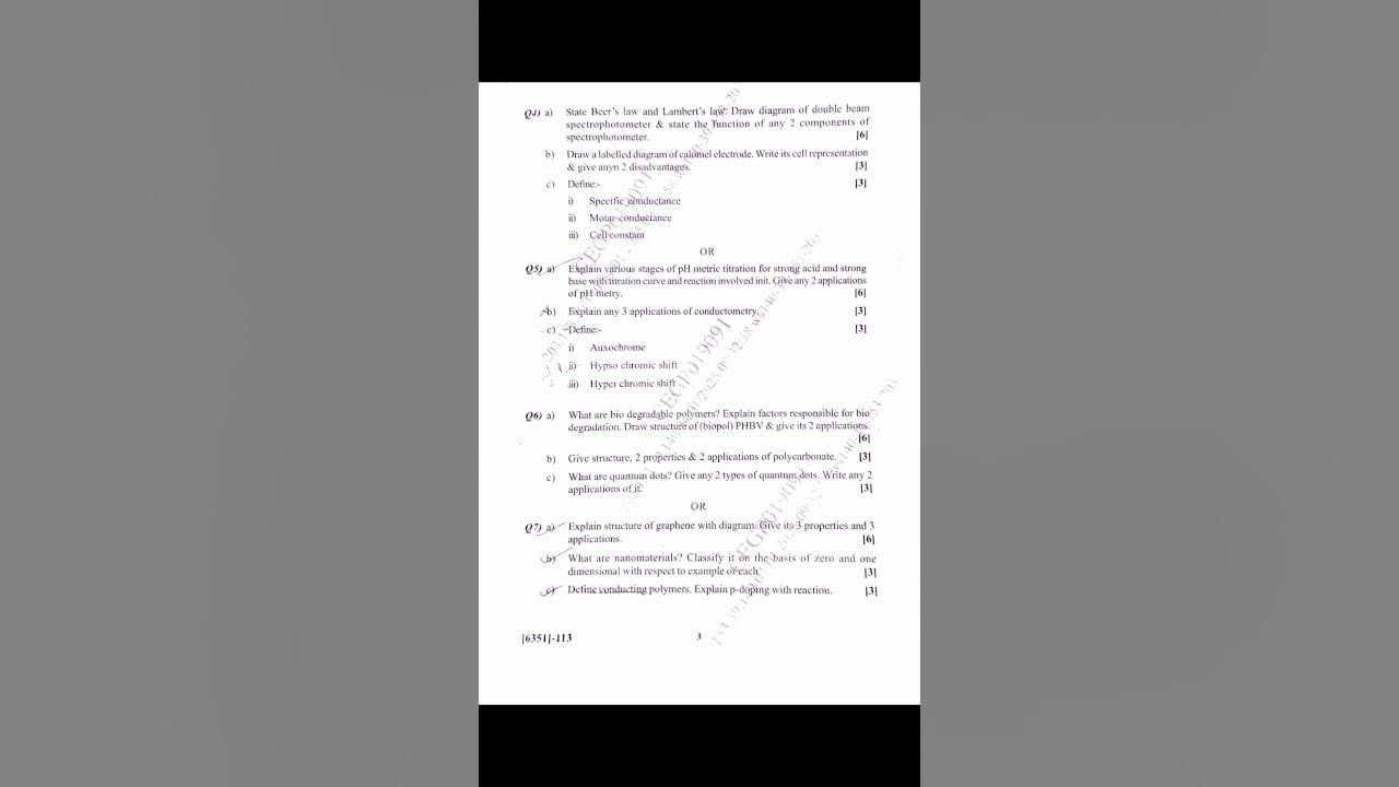 First Year Engineering Chemistry Question Paper SPPU 2024 Pattern| #exam #sppu #engineering ...