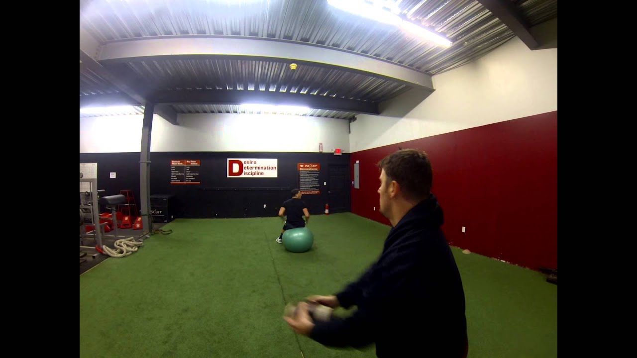 Seated Over Shoulder Stability Ball Catch - YouTube