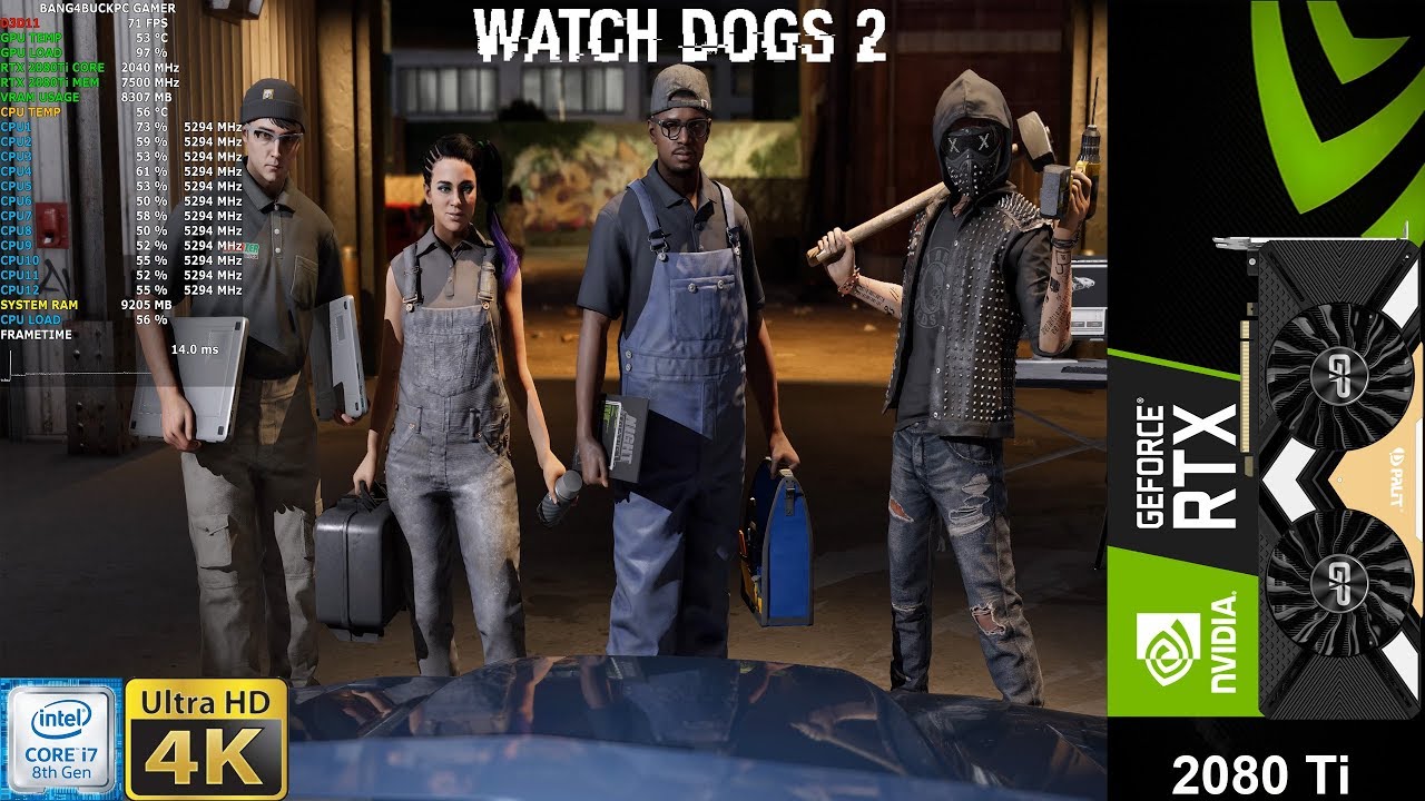 Watch Dogs 2 Ultra Settings 4K | RTX 2080 Ti | i7 8700K 5.3GHz - YouTube