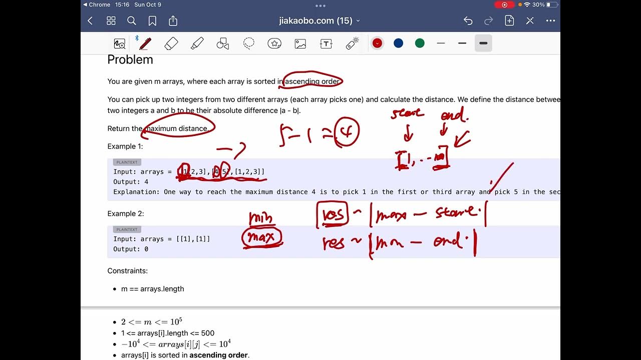 贾考博 Leetcode 624 Maximum Distance In Arrays Youtube