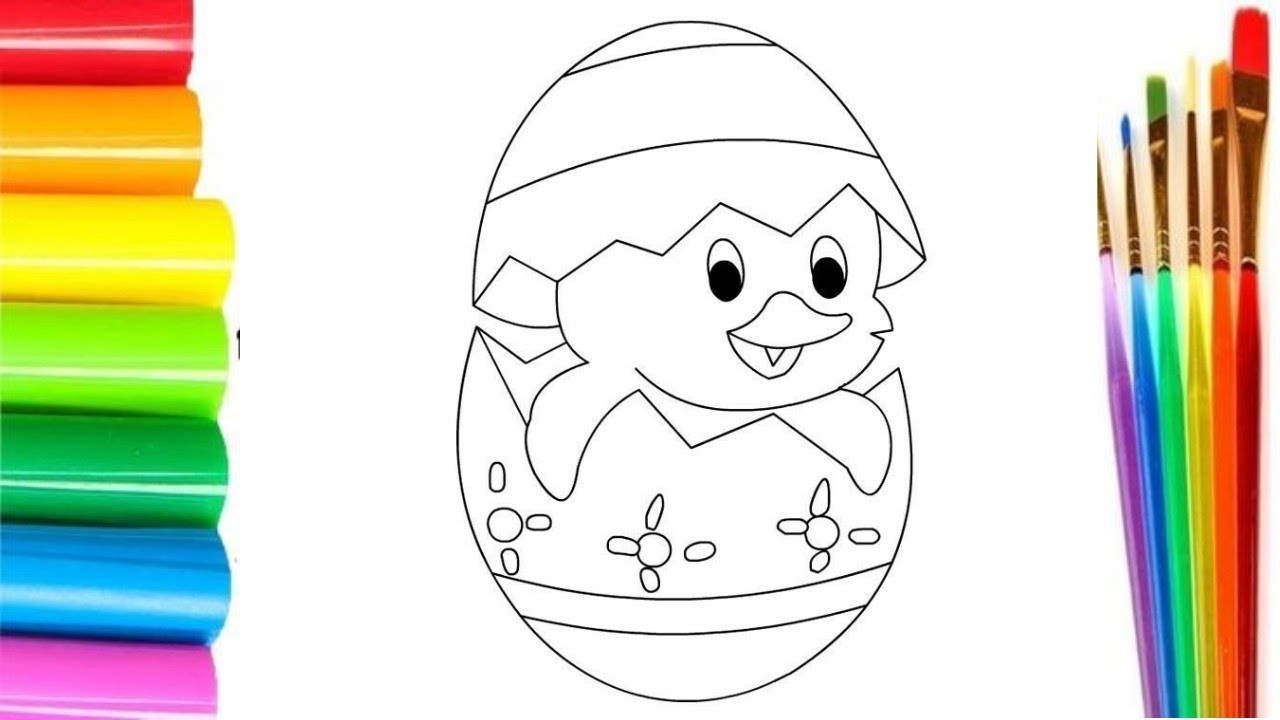 How To Draw A Baby chick 🐣🐤 In An Egg 🥚 Shell 🐣 For Easter Drawing ...