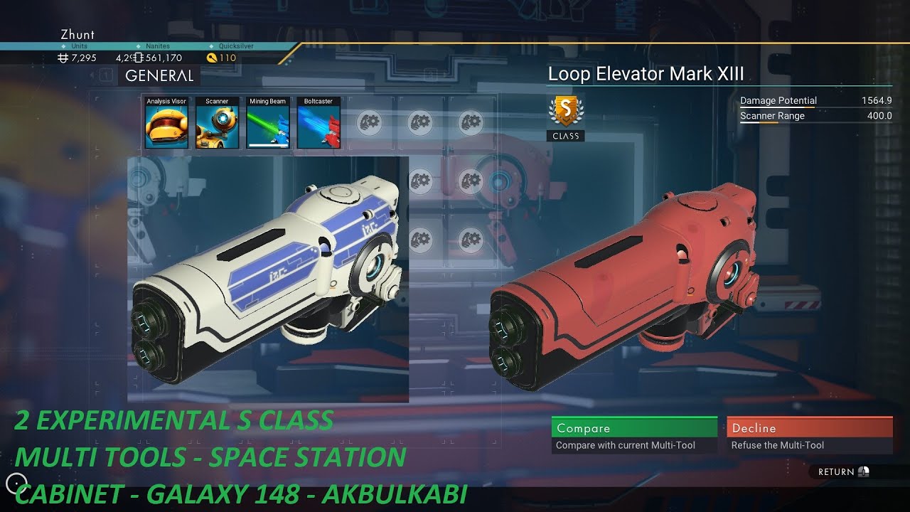 No Man's Sky - S Class Red and a White & Blue Experimental Multi Tools - YouTube