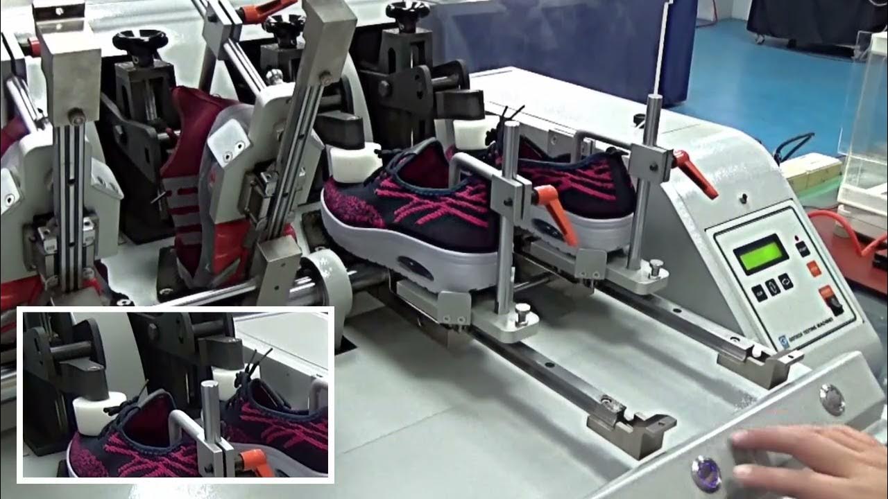 GT 7011 SAR 氣壓夾持鞋子彎折試驗機 - YouTube