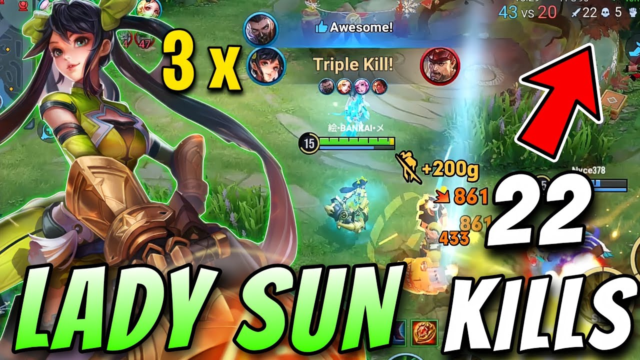Lady Sun Best Build Solo Rank | 3 x TripleKill + MVP Full Gameplay ...