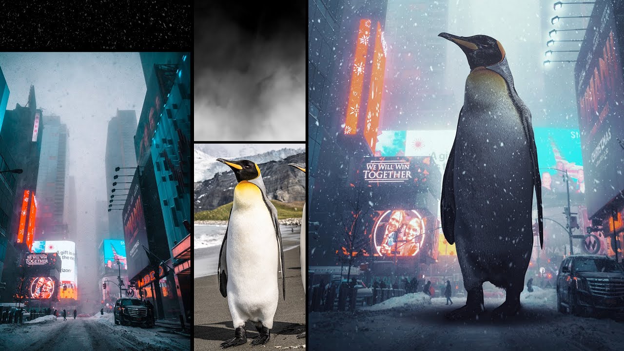 Surreal Penguin in the City Photo Manipulation Photoshop Tutorial # ...