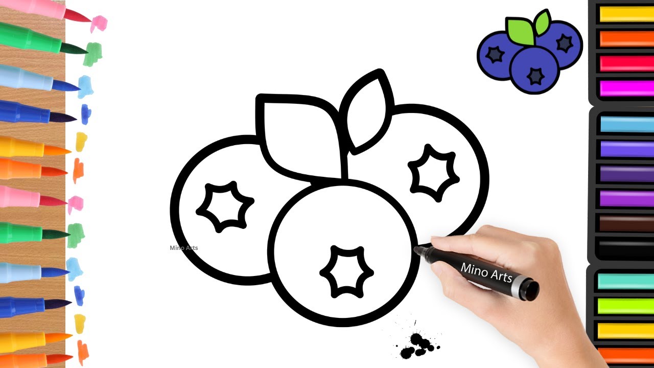 Blueberry Drawing!! || Easy Fruit Drawing Tutorial @minoarts #fruits # ...