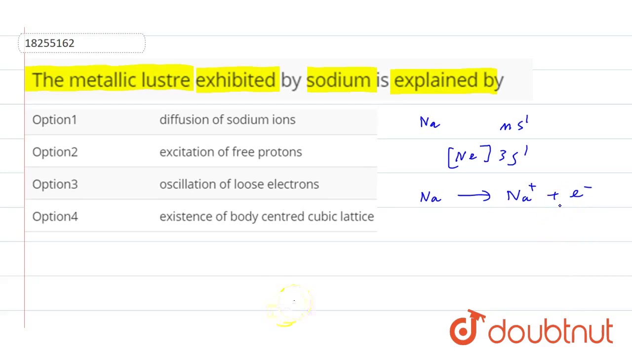 The metallic lustre exhibited by sodium is explained by - YouTube