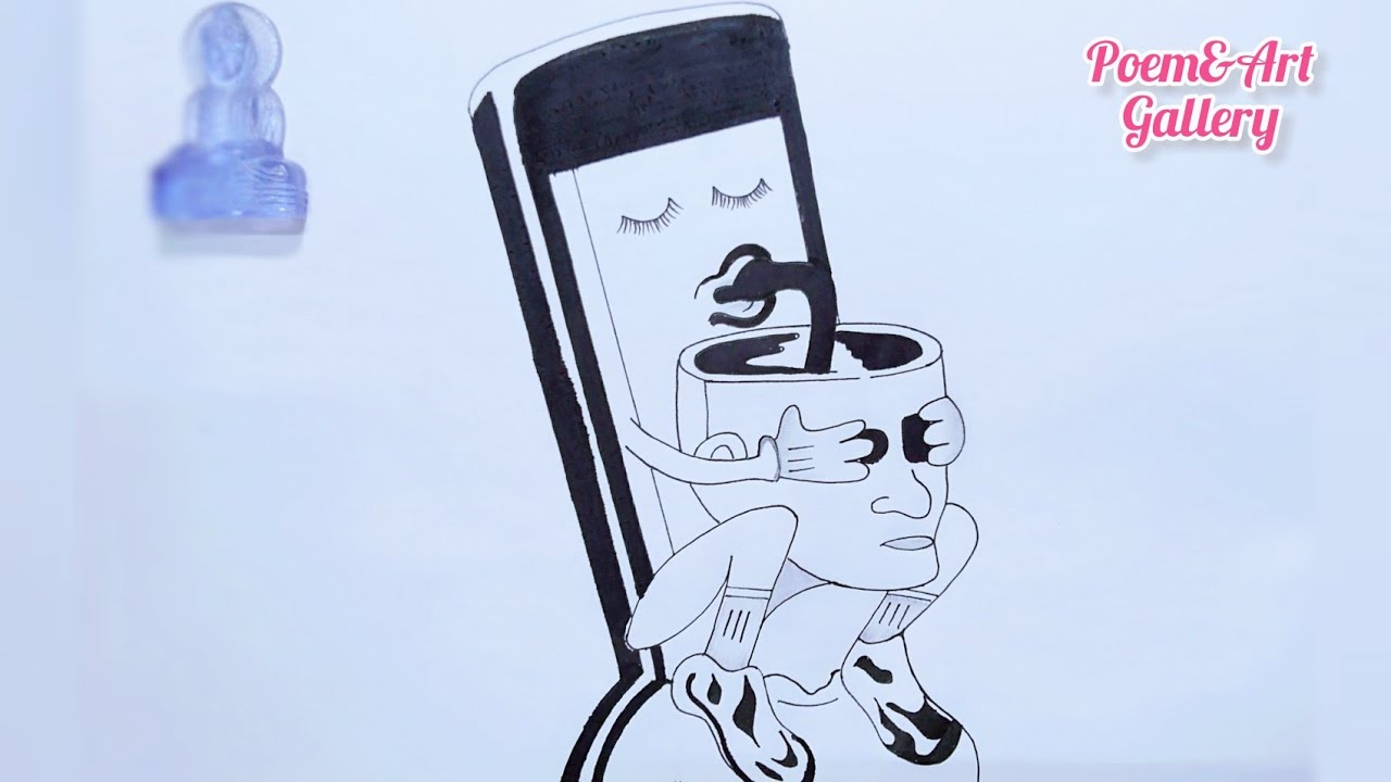 Mobile Addiction Drawing Easy || Mobile Addiction Ki Drawing || Deep ...