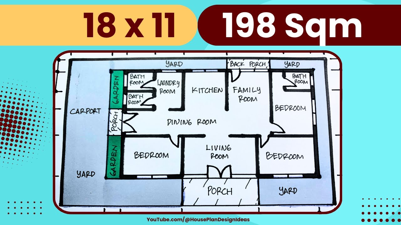 198 square meter House Plan Design 18x11 meters 3 Bedroom - YouTube