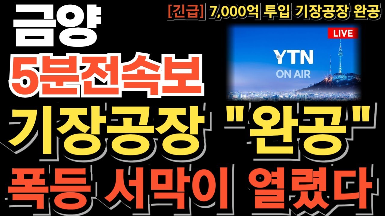 금양 주가전망 긴급 연내 기장공장 완공 류회장 권모술수 총 7000억 투입 유상증자 성공까지 추가 급등