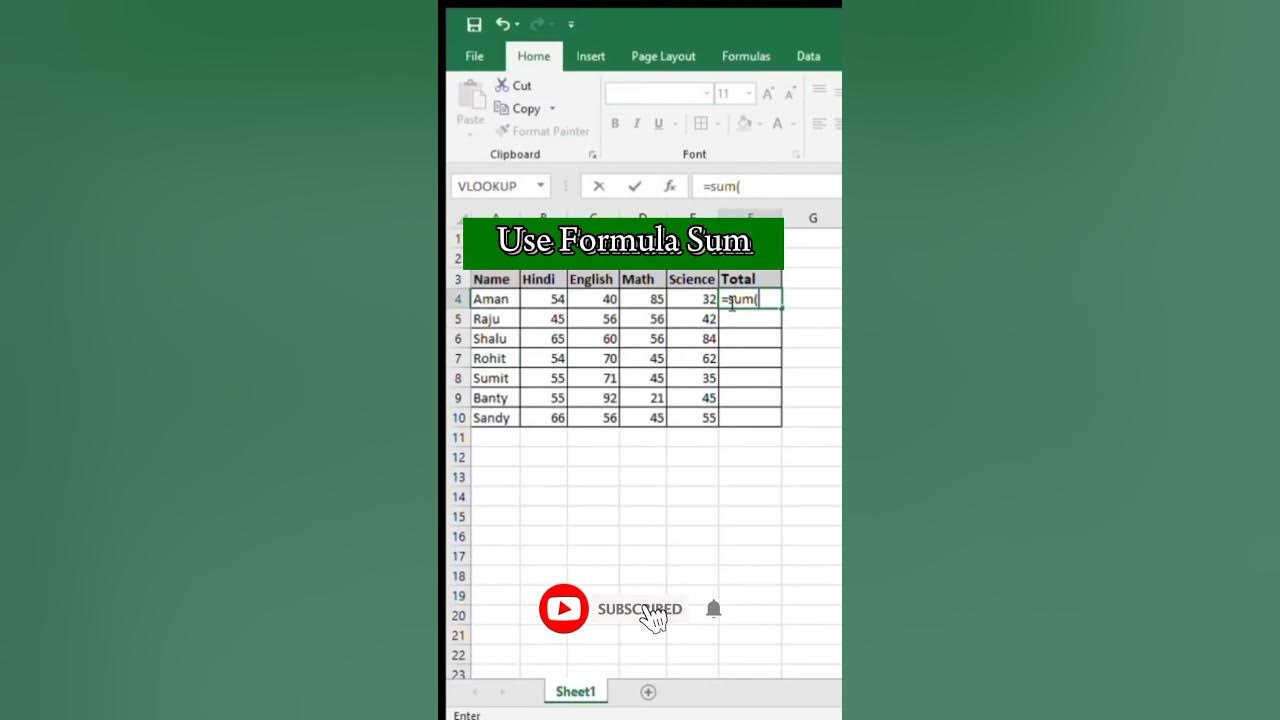 Use Formula Sum Exceltech007 Exceltips Exceltech Exceltutorial Exceltricks Youtube