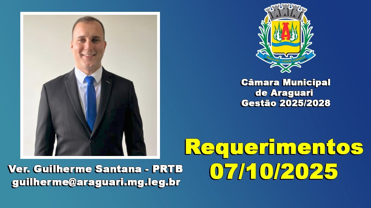 Requerimentos Vereador Guilherme Santana 07/10/2025 - YouTube