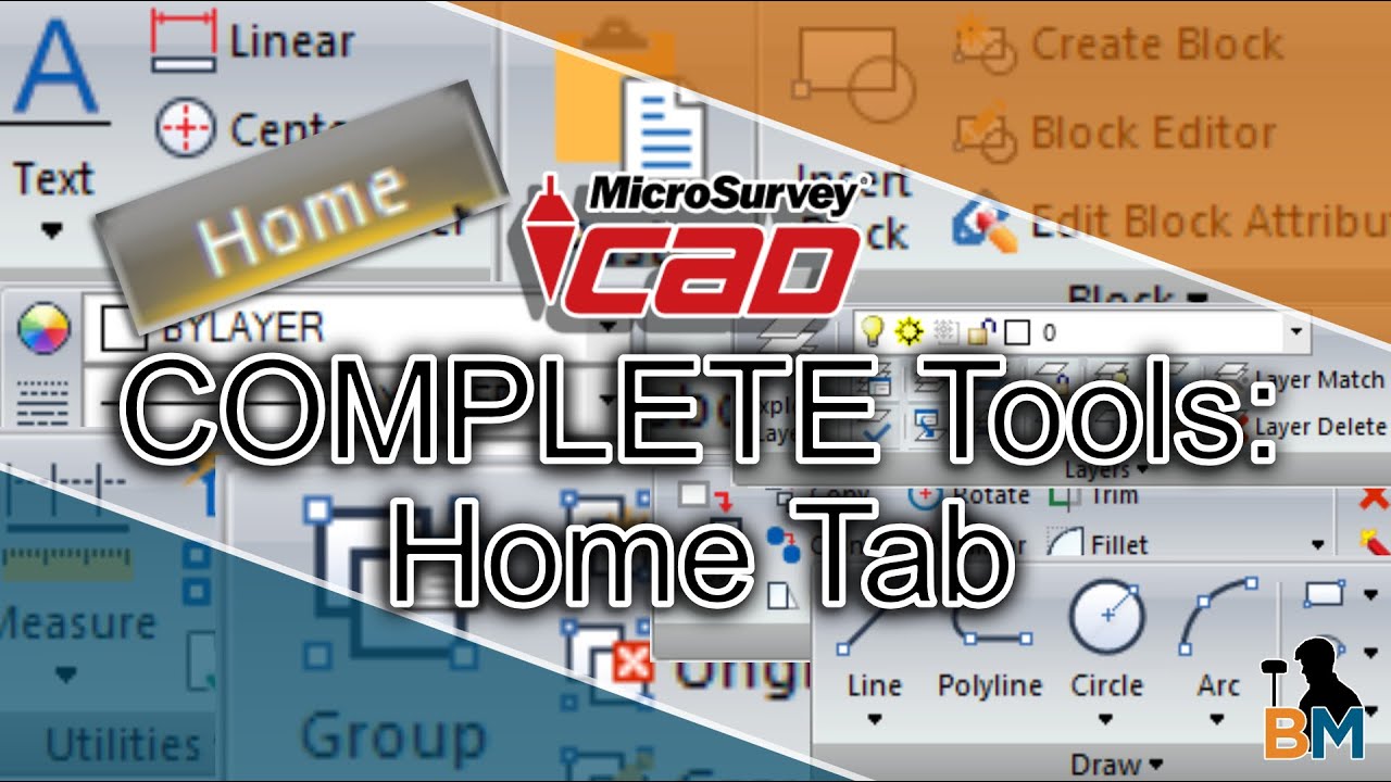 MicroSurvey CAD How to: COMPLETE Tool Breakdown - Home Tab | Bench Mark ...