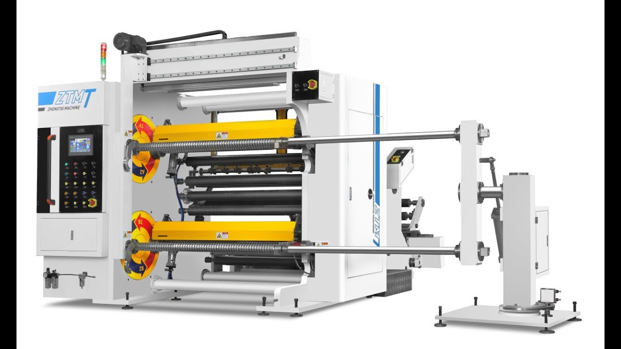 ZTM-T Drive double turret high speed slitting rewinding machine - YouTube