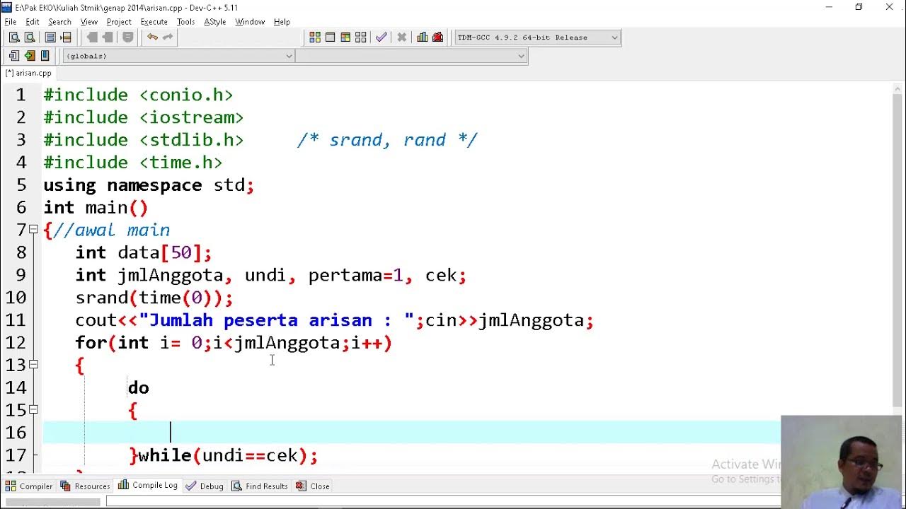 Program Mengundi Arisan dengan random menggunakan DevC++ - YouTube
