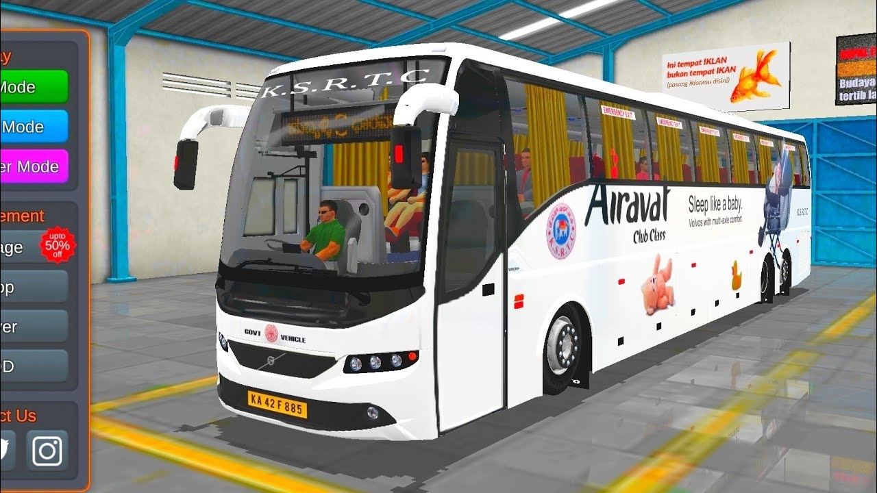 🔴🔴Volvo B11r V2 Bus With Airavat Bus Livery || Volvo B11r V2 bussid ...