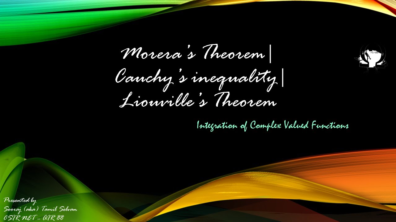 Morera's Theorem| Cauchy's Inequality| Liouville's Theorem - Lec 37 ...