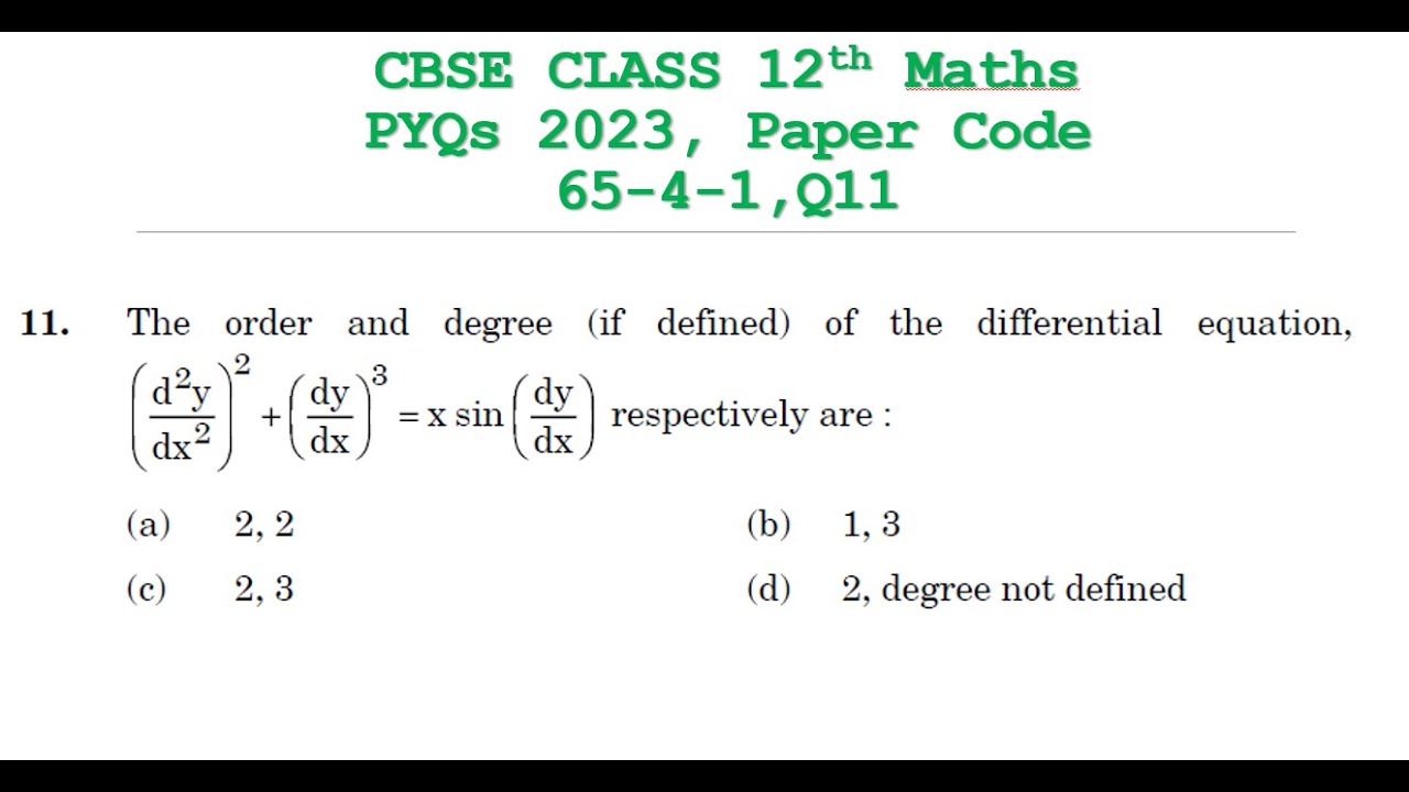 Class 12th Math | Answer Key 2023 | CBSE Board PYQ 2023 | Paper Code 65 ...