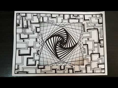 Kolay çizgi çalışması / karakalem çalışması / görsel sanat / geometrik çizimler / op art / DIY /