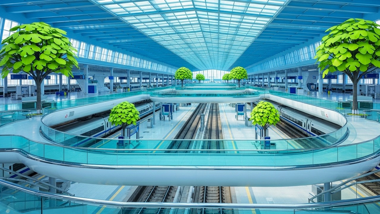 Frutiger Aero Train Station 4K | Calm Ambient Music | Early 2000s ...