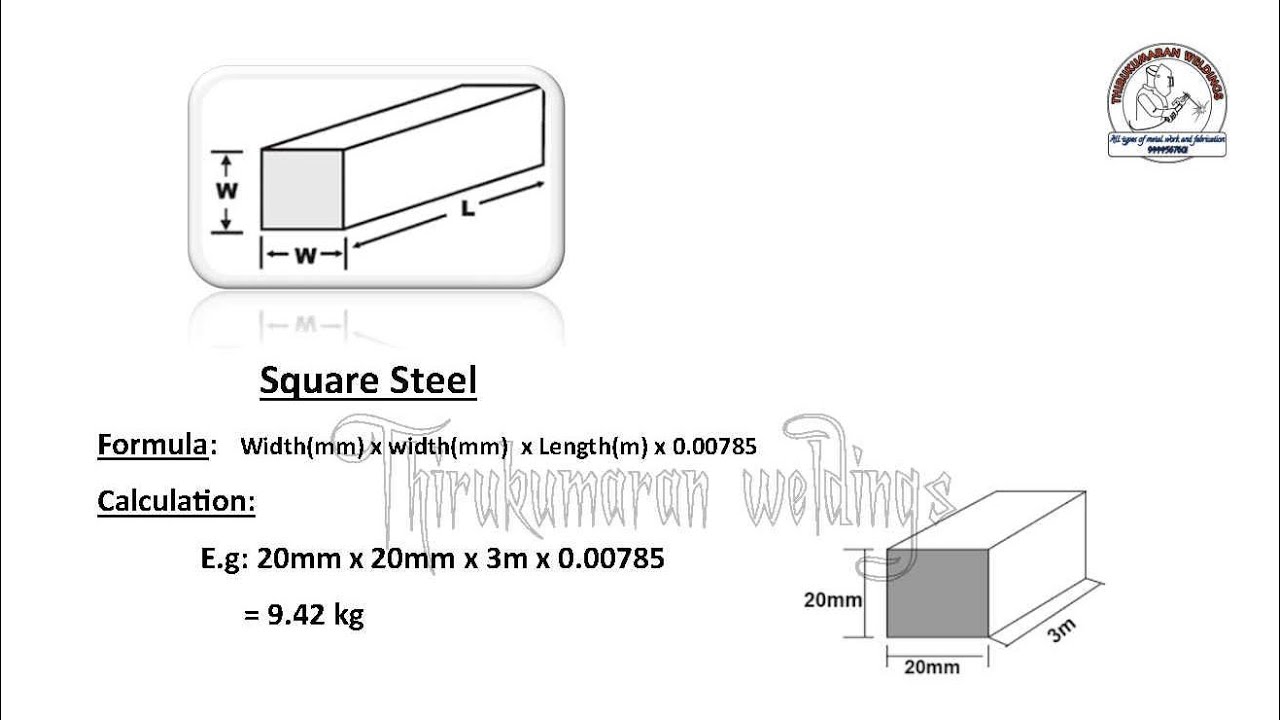 How to square bar metal calculation || Metal calculation chart || Steel ...