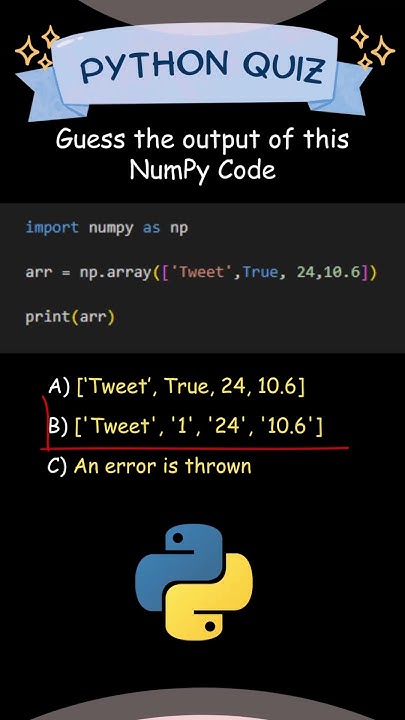 Python Data Science Quiz 001 Numpy Array Of Mix Type Elements Shorts Python Youtube