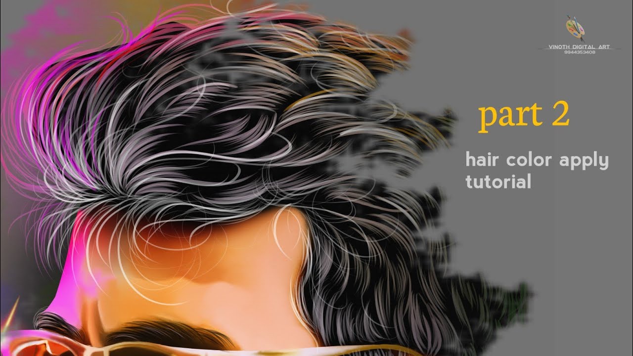 hair color apply tutorial vinoth digital art - YouTube