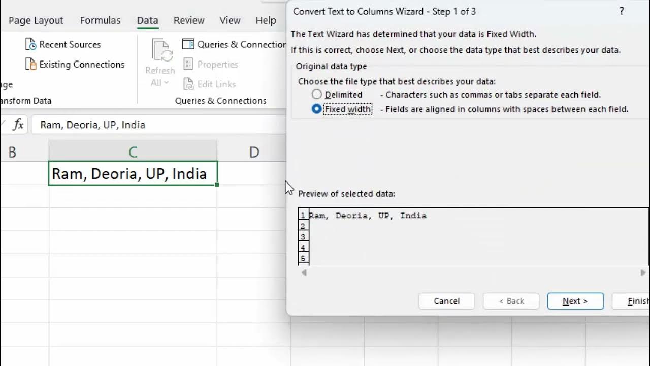 Text to column in Microsoft Excel 2021@COMPUTEREXCELSOLUTION - YouTube