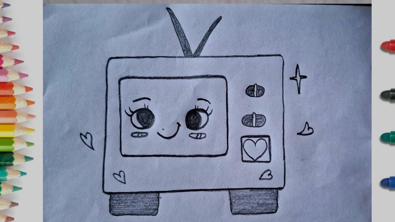 How To Daw Cute TV //Art For Kids - YouTube