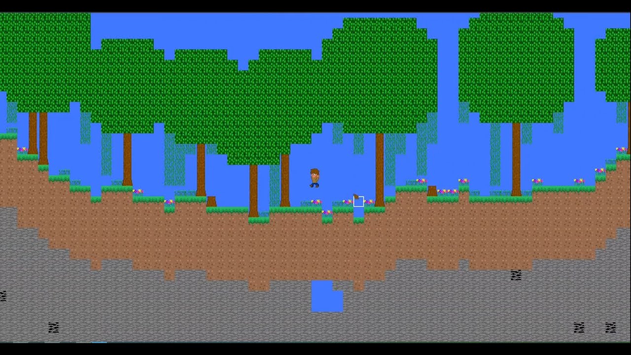 Terraria Clone - Improved World Generation and basic (buggy) Water/Lava - YouTube