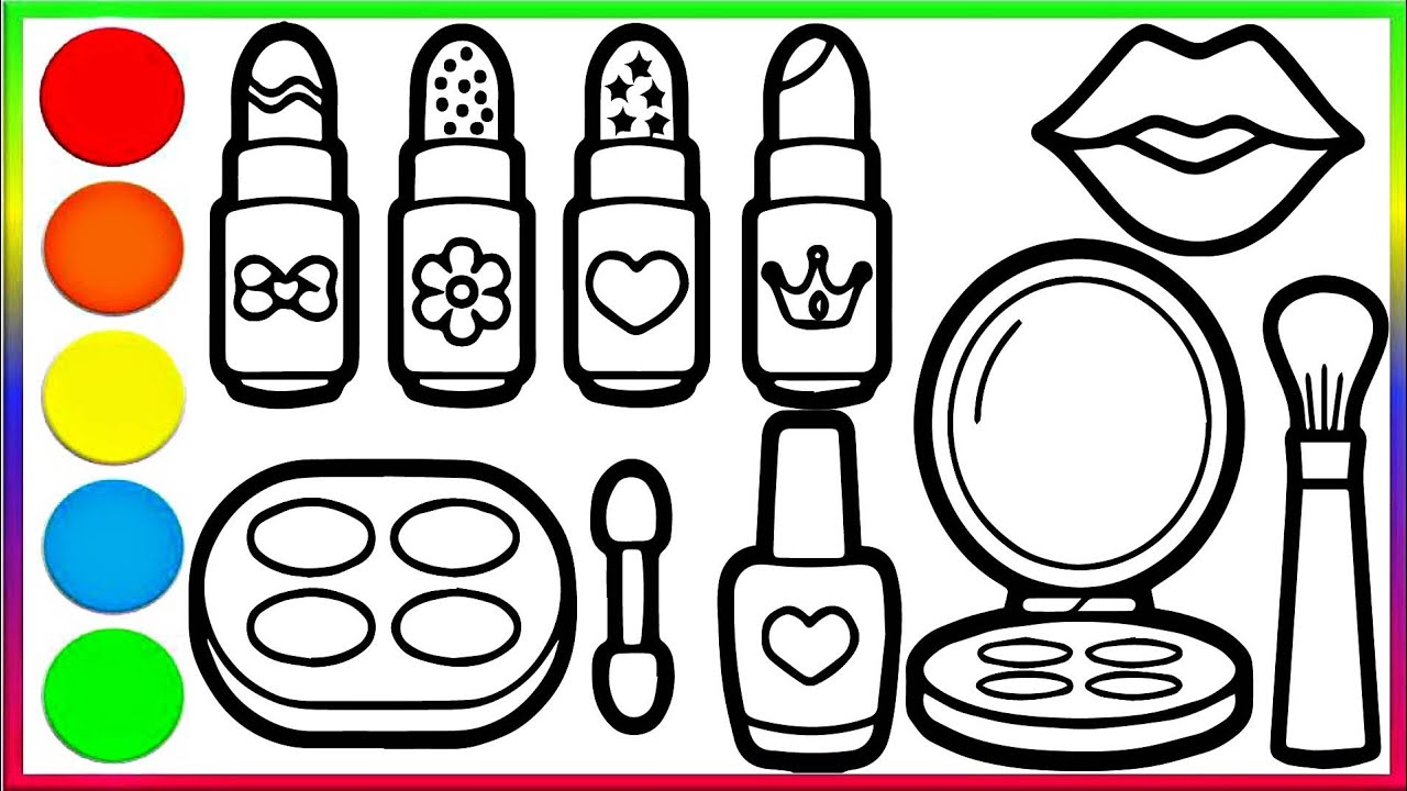 Cara Menggambar dan Mewarnai Makeup Glitter Rainbow Makeup tools ...
