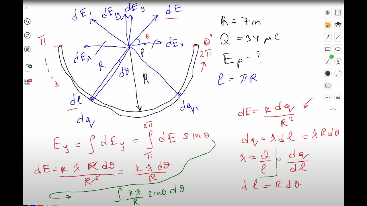 Week 2 - Ch 5 - Pr 18 - Electric Field at Center of a Semi-Circle - YouTube