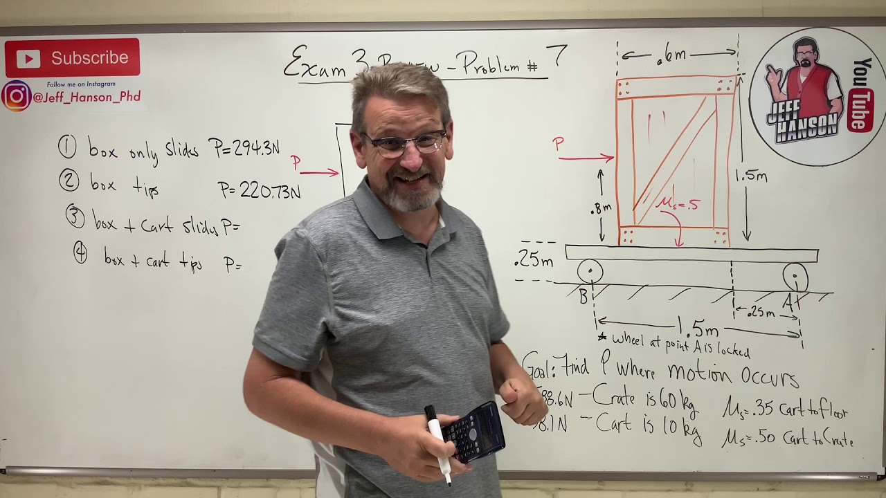 Statics: Exam 3 Review Problem 6, Friction Slipping Tipping - YouTube