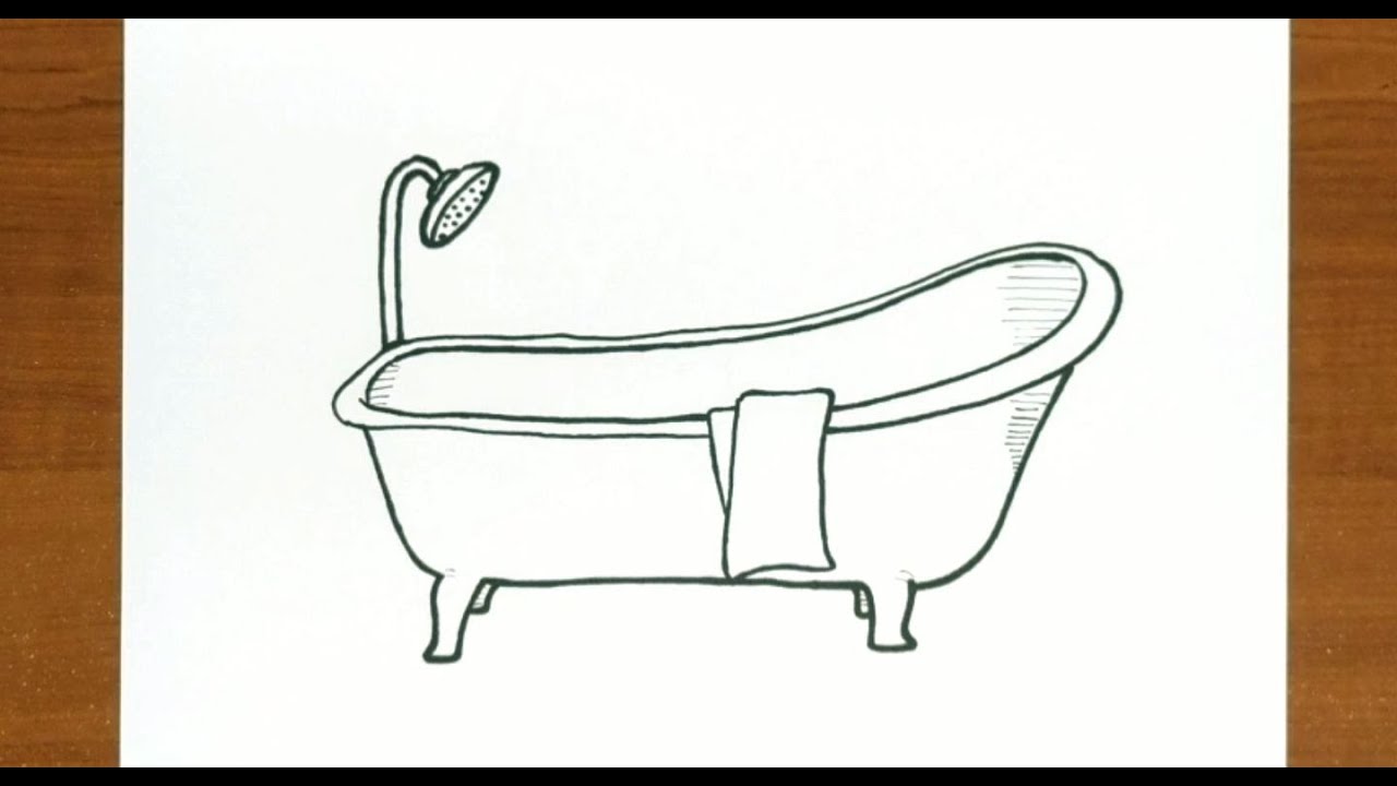How To Draw BATHTUB Step by Step - YouTube