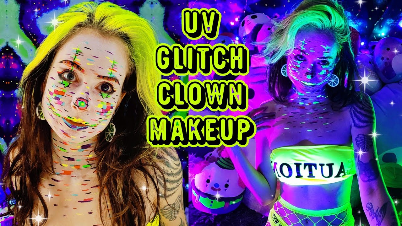 Yellow UV Glitch Clown Makeup How To | October 2024 | Astral Artist ...