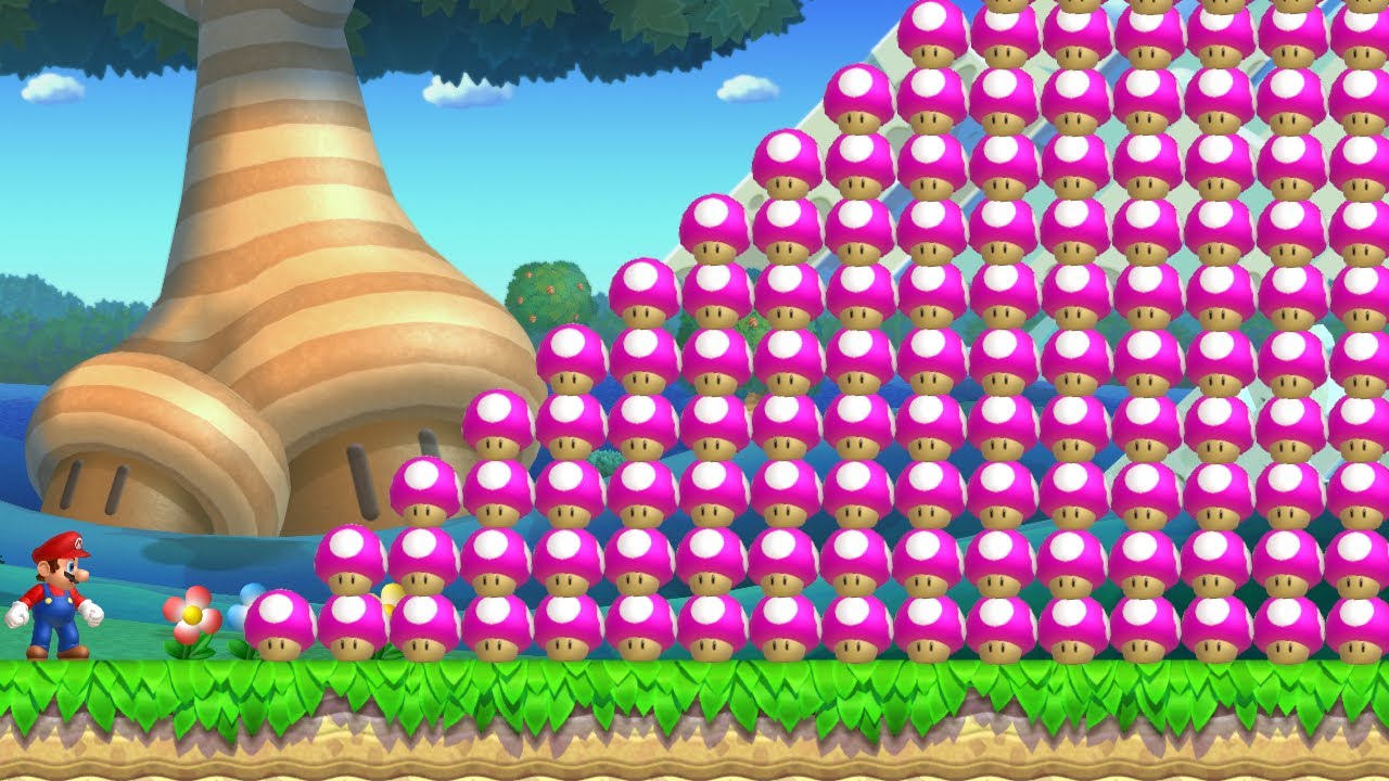 Can Mario Collect 999 Pink Mushrooms in New Super Mario Bros. U ? - YouTube