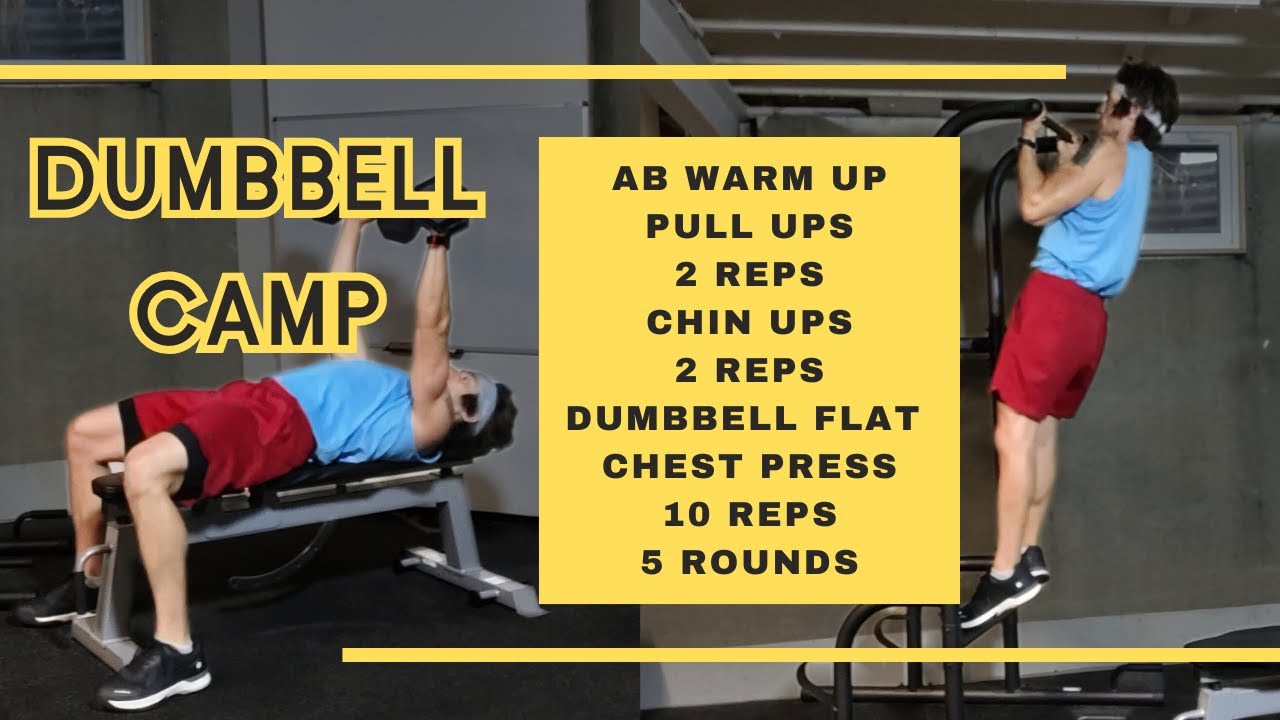 Dumbbell Camp / DB Flat Chest Press & Pull Ups - YouTube