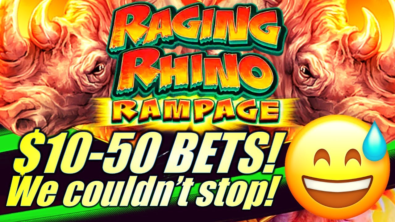 WE COULDN'T STOP! 😅 $10-$50 BETS ON RAGING RHINO RAMPAGE Slot Machine ...
