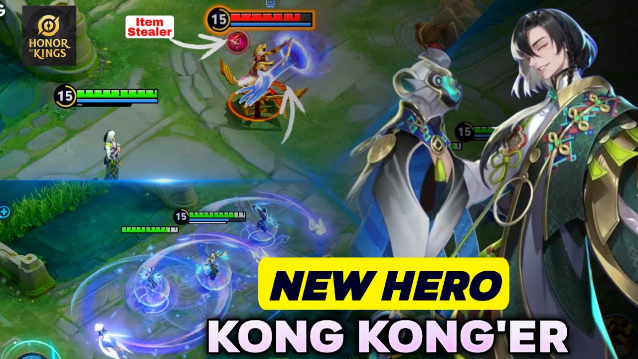 HoK New Hero Kong Kong Er – Item-Stealing Support/Fighter Hero - YouTube