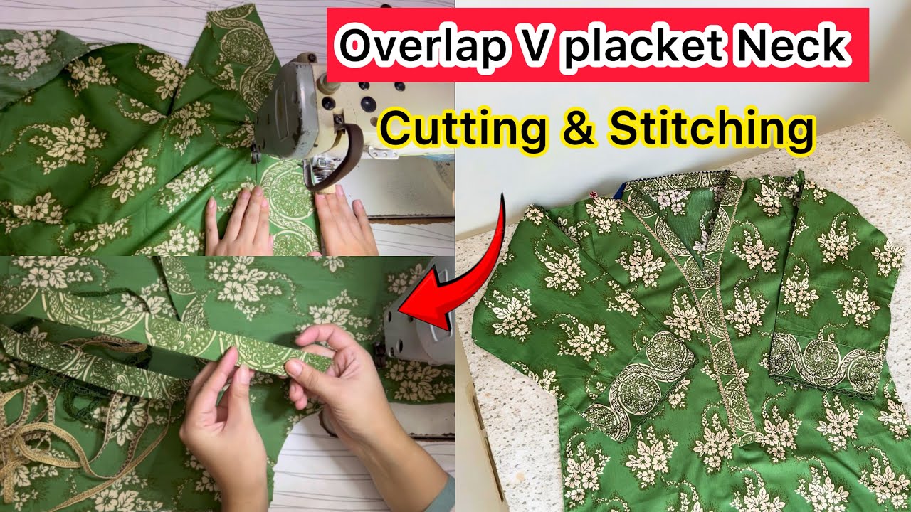 Overlap V Placket Neck Design for Winter Dresses || Branded Kurti Cutting Tutorial || - YouTube