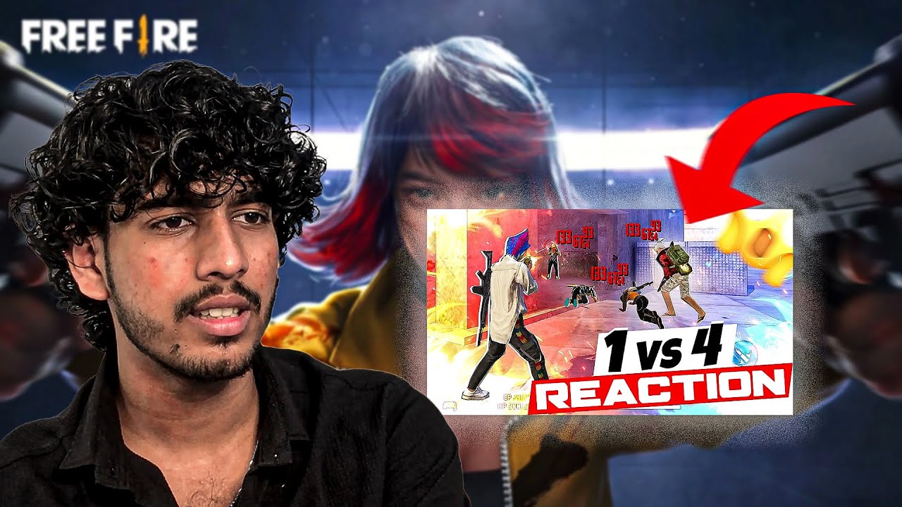 FREE FIRE REACTION || 1V4 || REACTION - YouTube