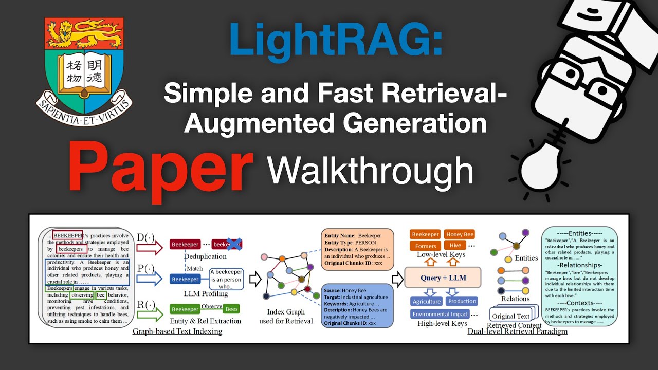 LightRAG: Simple and Fast Retrieval-Augmented Generation - Paper Walkthrough - YouTube