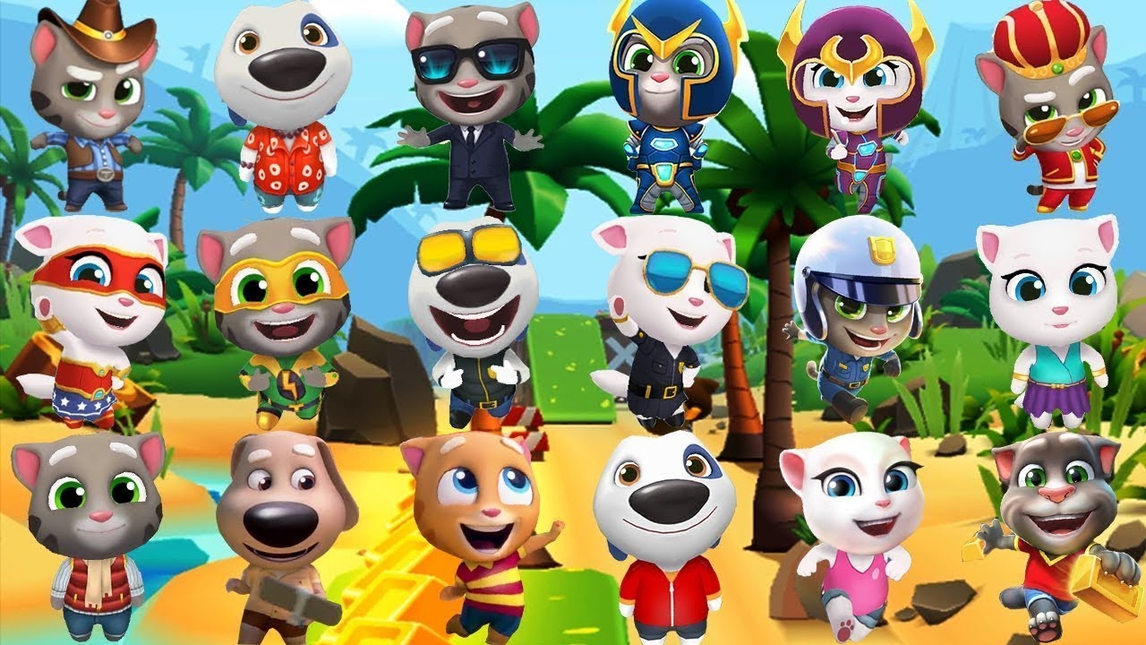 Talking Tom Gold Run all 18 characters - YouTube