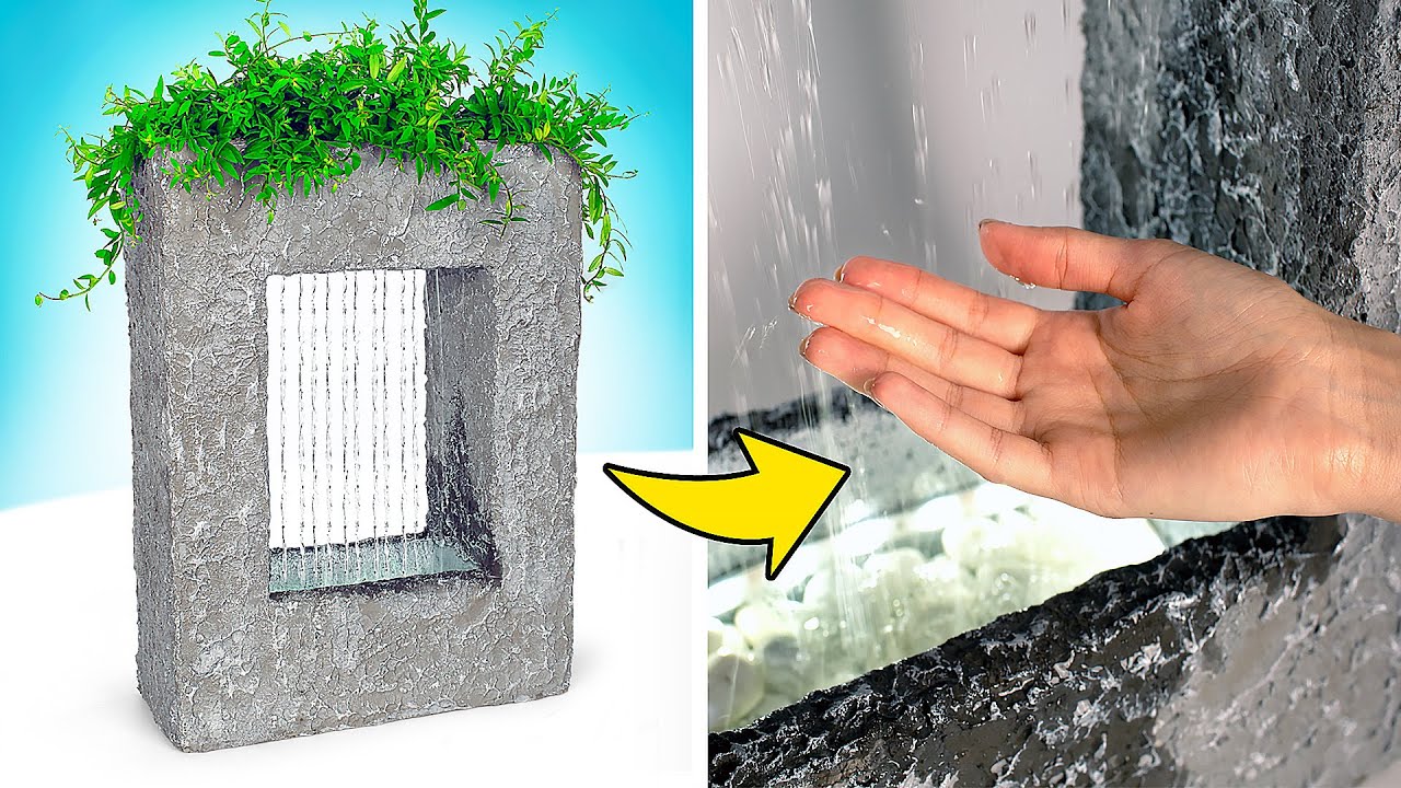 DIY Air Terjun Dekorasi dari Semen yang Menakjubkan - YouTube