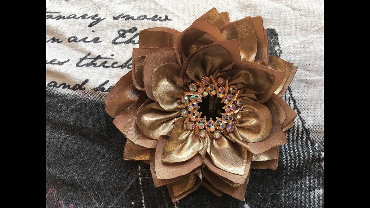 DIY Satin Brooch Flower \ For de Satin con Broche - YouTube