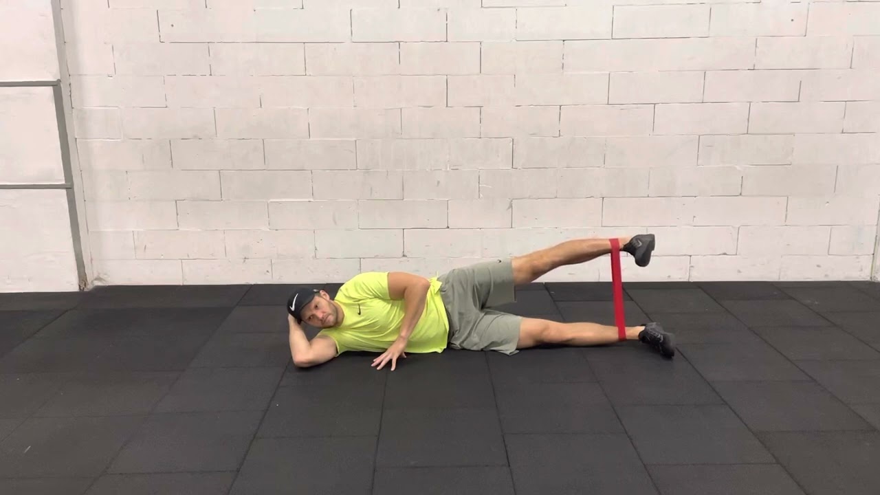 Side Lying Miniband Single Leg Abduction Hold - YouTube