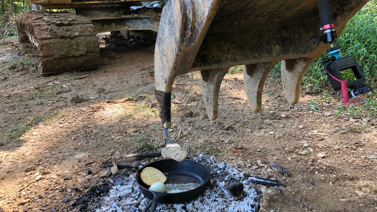 How To Cook Breakfast with an Excavator - Eggxcavator Challenge - YouTube