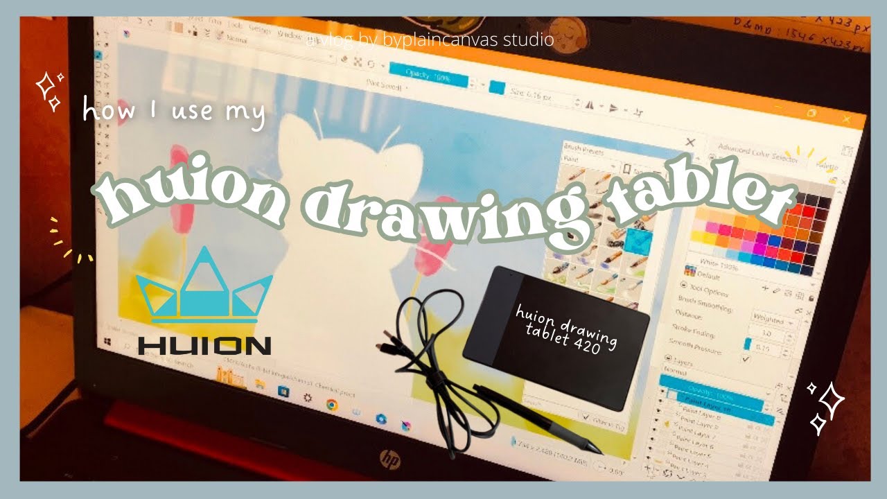 exploring digital art using huion 420 drawing tablet ️ - YouTube