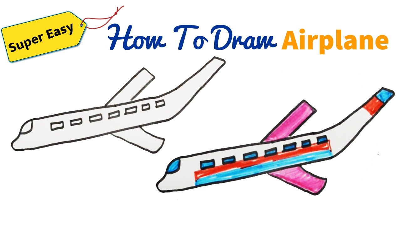 Draw Airplane Easy step by step for beginners | How to Draw Aeroplane ...